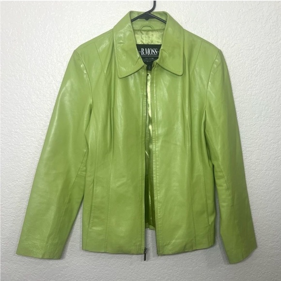 Tailor B. Moss | Jackets & Coats | Vintagey2k Lime Green Leather Jacket ...